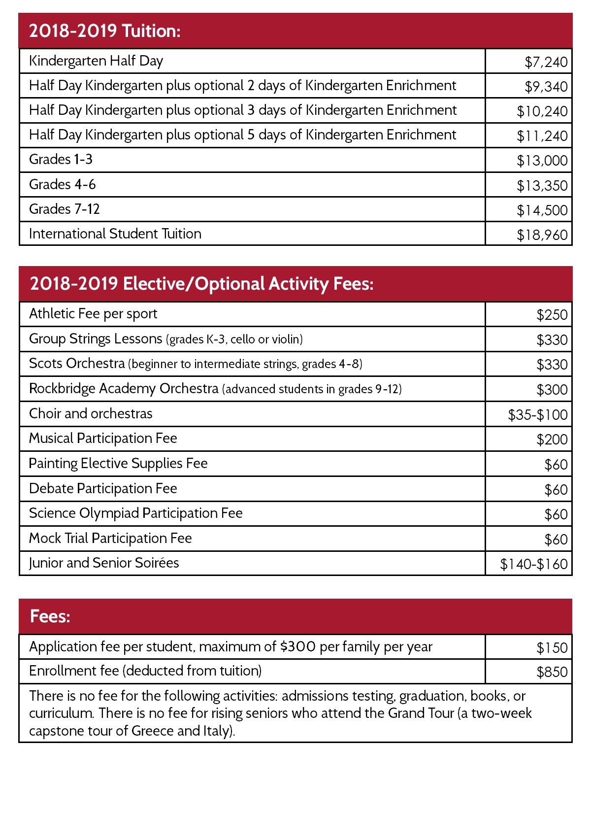 Tuition and Fees - Rockbridge Academy